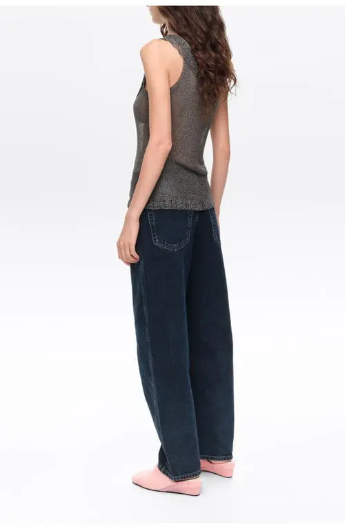 Bimba Y Lola Metallic Openwork Fitted Top