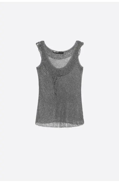 Bimba Y Lola Metallic Openwork Fitted Top
