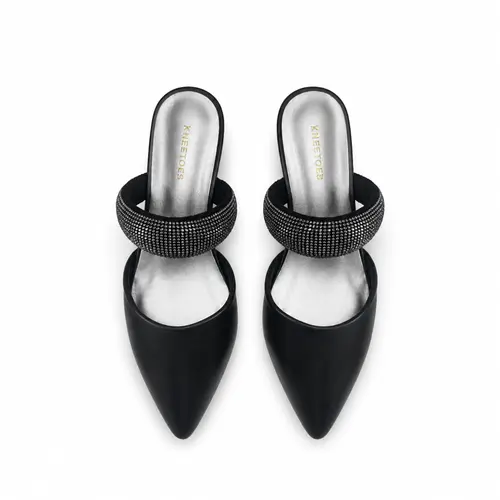 KNEETOES Ridgeley Embellished Pointed-toe Mules - Black