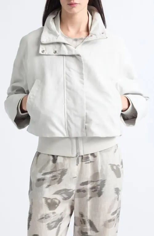 Emporio Armani Layered Cropped Windbreaker Jacket - Light Grey