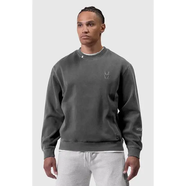 ASRV Tech Essential Distressed Crewneck - Faded Grey