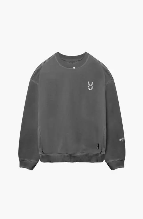 ASRV Tech Essential Distressed Crewneck - Faded Grey
