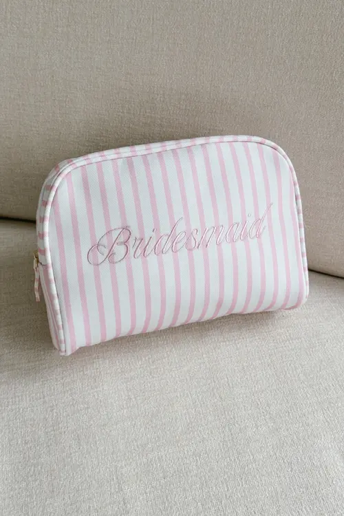UNTAMED PETALS Bridesmaid Striped Cosmetic Bag
