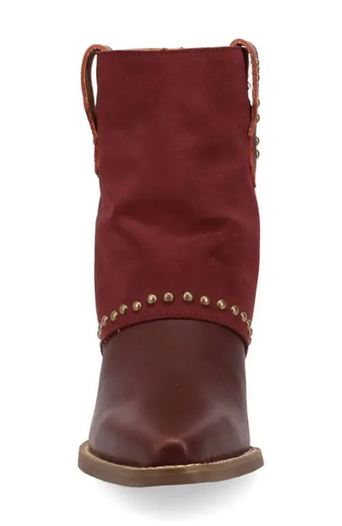 DINGO Off The Cuff Studded Leather Boots - Burgundy