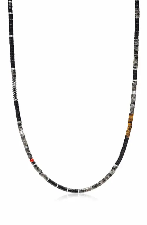 NIALAYA JEWELRY Onyx And Labradorite Heishi Necklace - Black