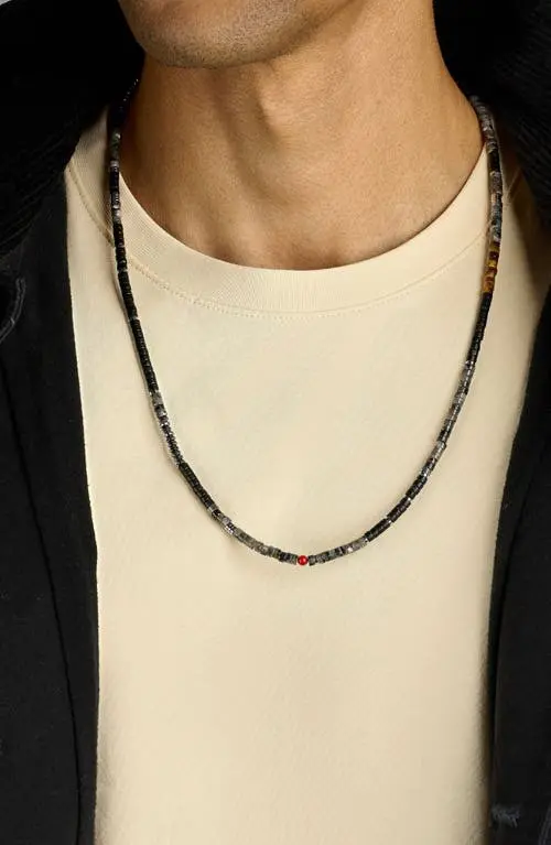 NIALAYA JEWELRY Onyx And Labradorite Heishi Necklace
