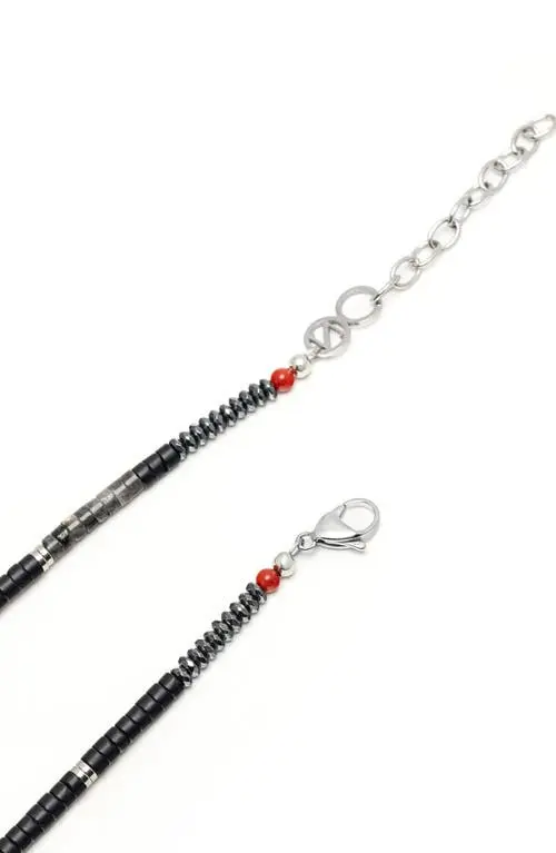 NIALAYA JEWELRY Onyx And Labradorite Heishi Necklace