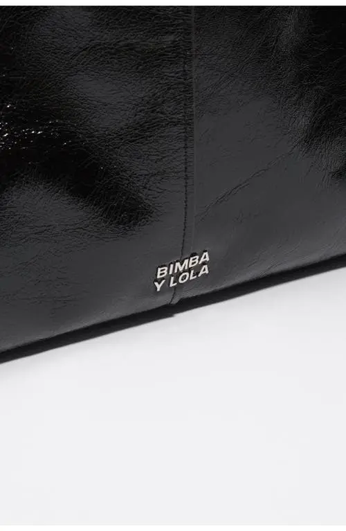 Bimba Y Lola Shiny Leather Maxi Shopper Bag - Black