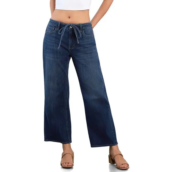 HINT OF BLU Loop Me In Drawstring Crop Wide Leg Jeans