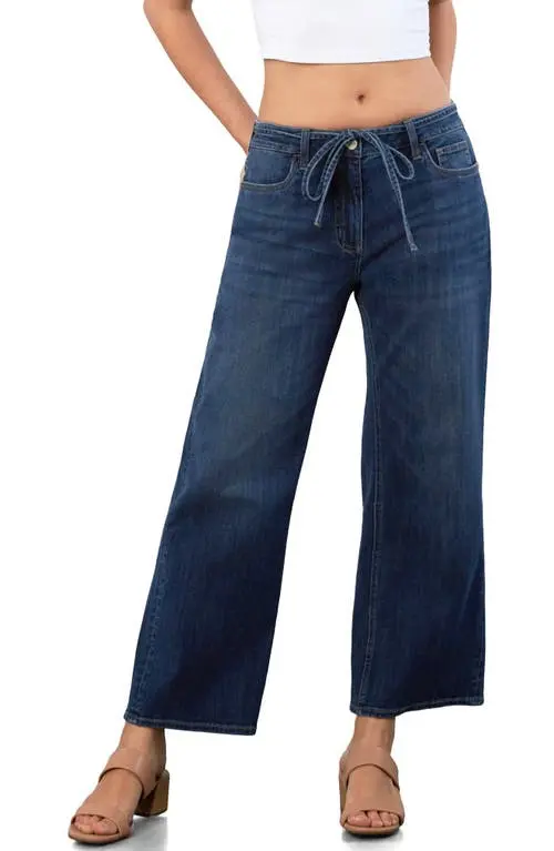 HINT OF BLU Loop Me In Drawstring Crop Wide Leg Jeans