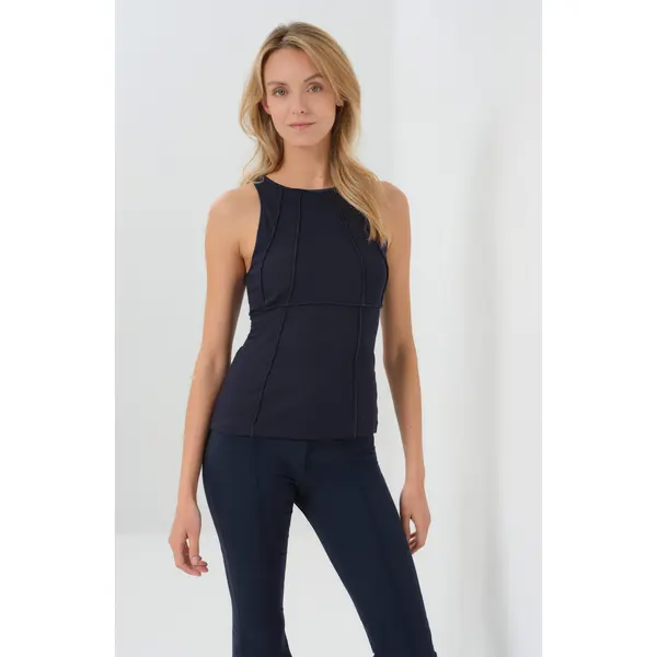 Anatomie Callie Rib Halter Top With Seam Shaping - Navy