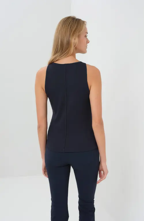 Anatomie Callie Rib Halter Top With Seam Shaping - Navy