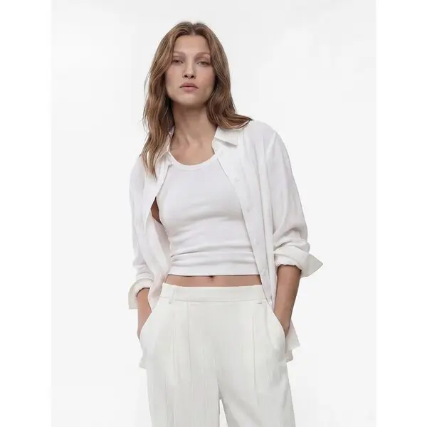 Koton Scoop Neck Ribbed Cotton Tank Top