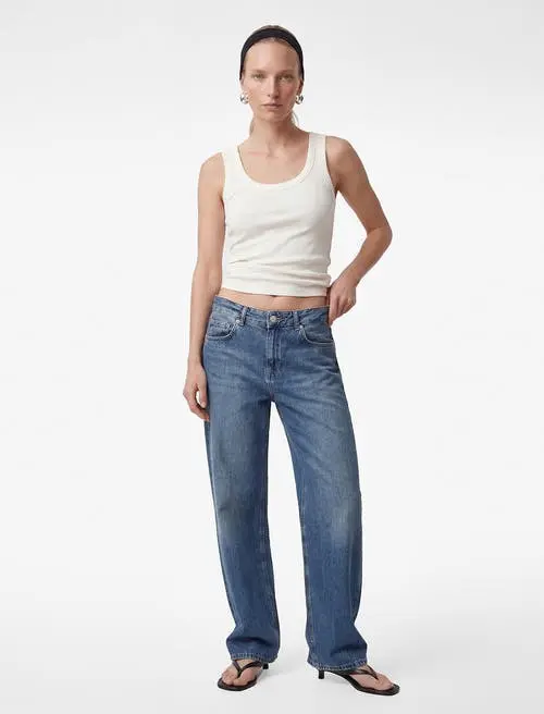 Koton Scoop Neck Ribbed Cotton Tank Top