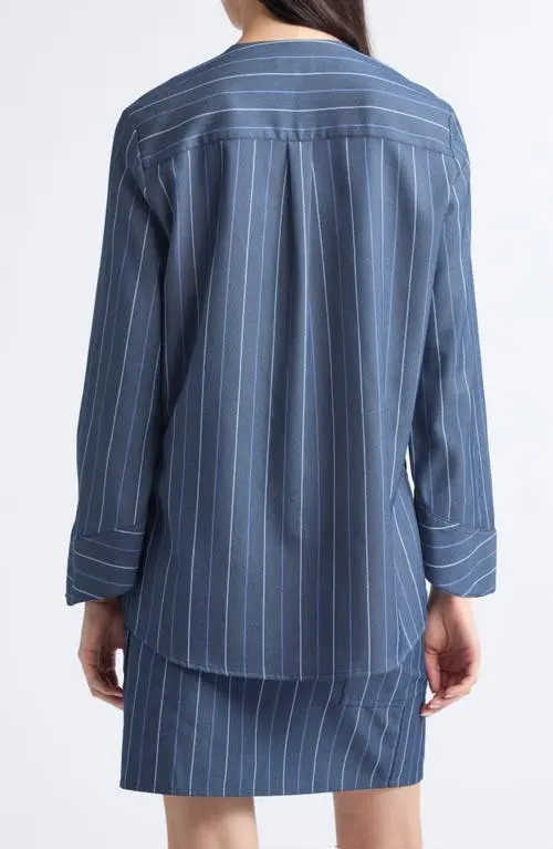 Emporio Armani Striped V-neck Blouse - Striped Blue