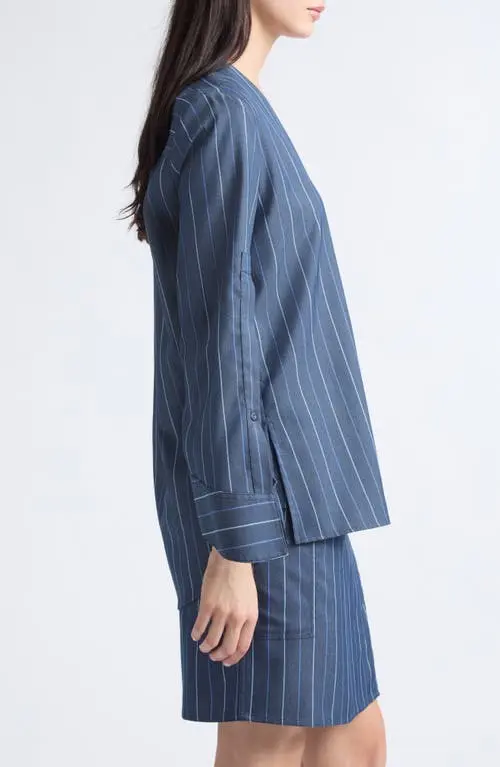 Emporio Armani Striped V-neck Blouse - Striped Blue