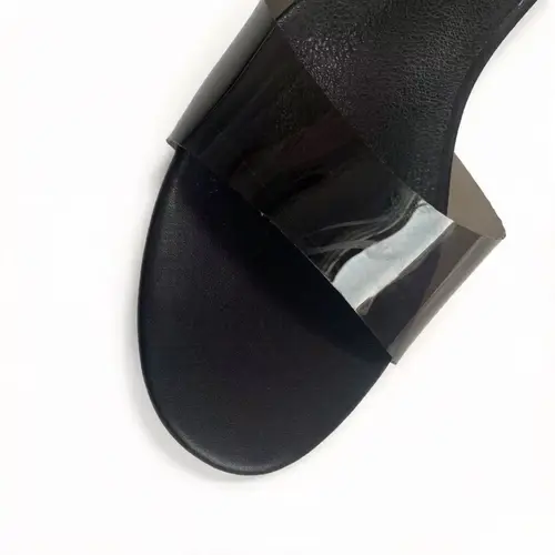 KNEETOES Lexi Slip-ons With Transparent Straps And Sculpted Wedge Heel - Black