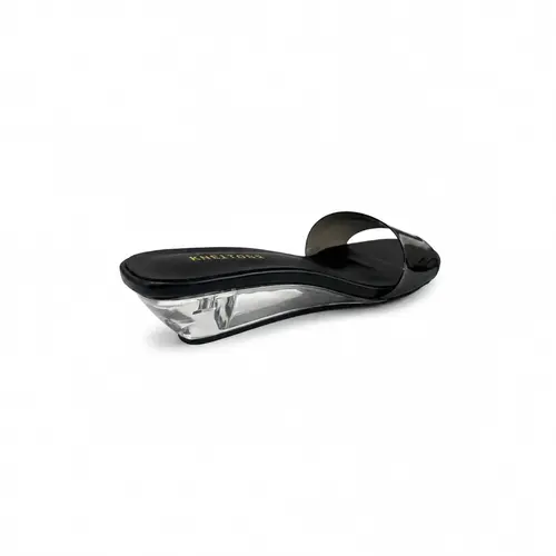 KNEETOES Lexi Slip-ons With Transparent Straps And Sculpted Wedge Heel - Black