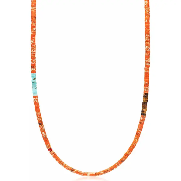 NIALAYA JEWELRY Jasper Heishi Necklace - Orange