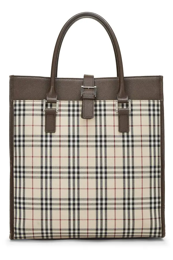 Burberry House Check Jacquard Bucket Handbag - Beige