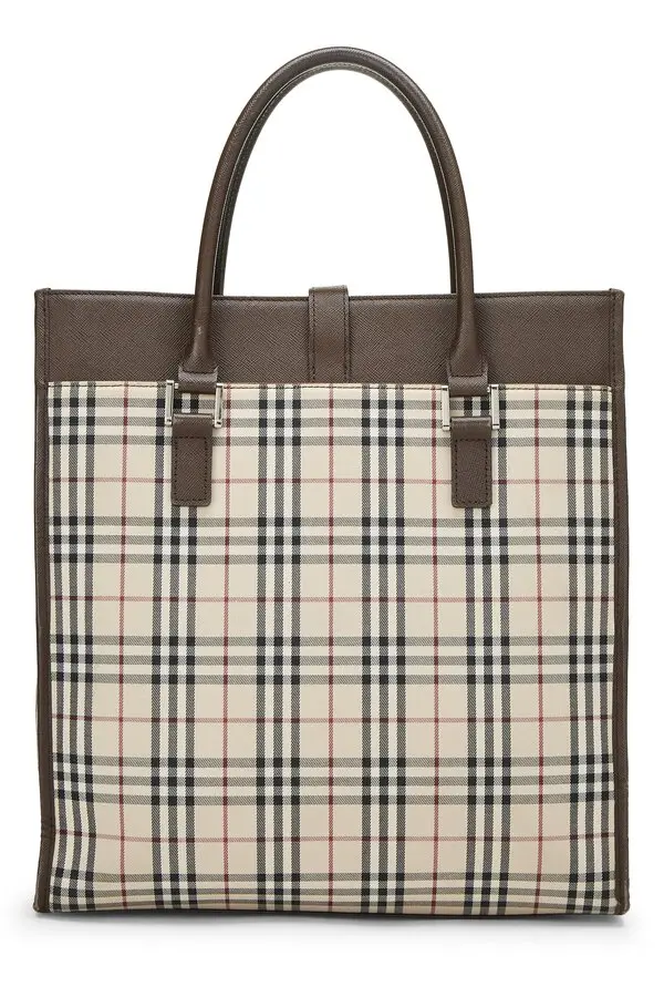 Burberry House Check Jacquard Bucket Handbag - Beige