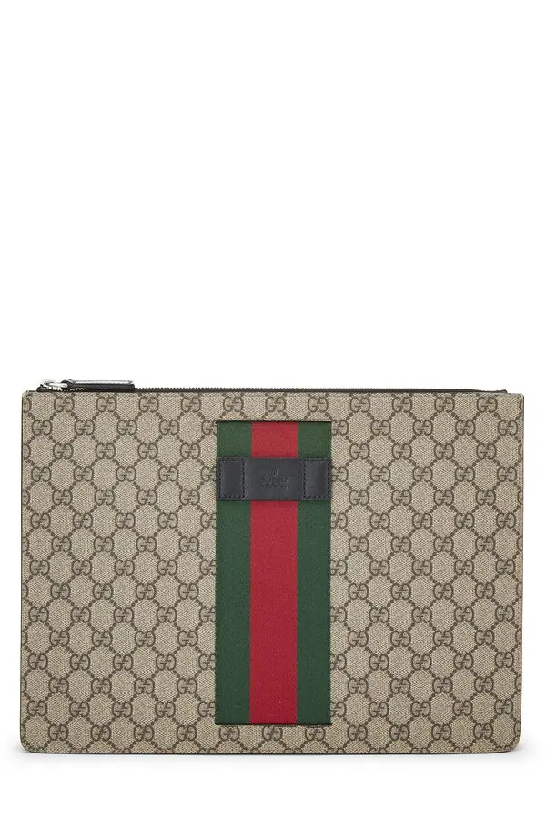 Gucci Original Gg Supreme Canvas Web Slim Messenger