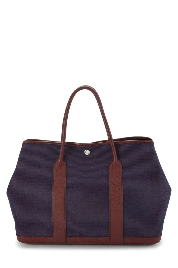 Hermès Rouge Sellier & Bleu Obscur Toile Garden Party - Navy