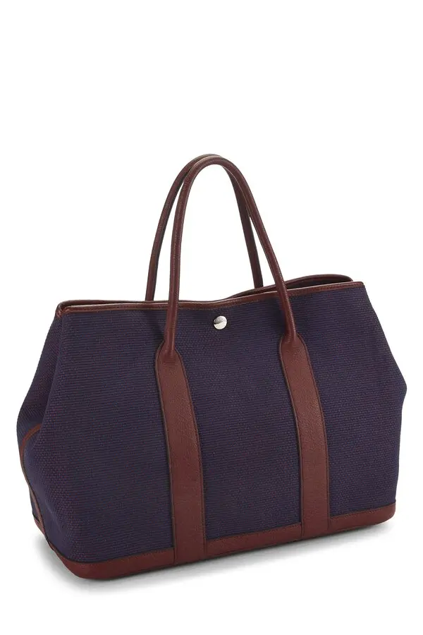 Hermès Rouge Sellier & Bleu Obscur Toile Garden Party - Navy