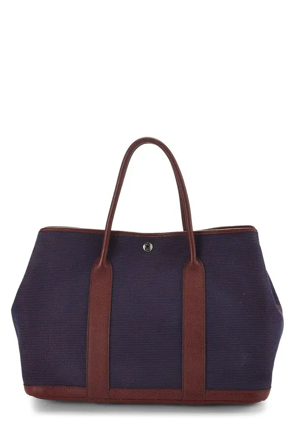 Hermès Rouge Sellier & Bleu Obscur Toile Garden Party - Navy