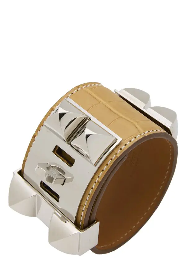 Hermès Beige Alligator Collier De Chien Small