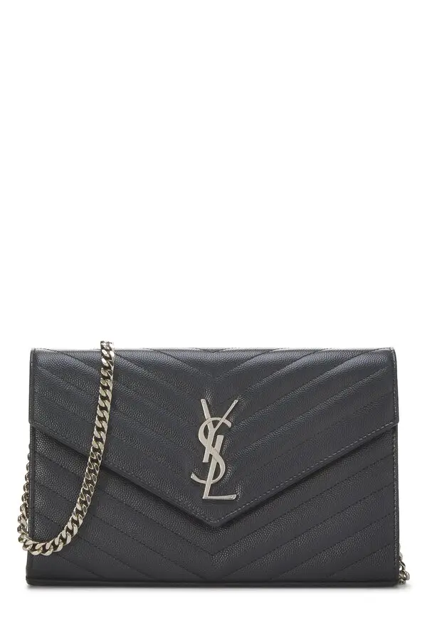 Saint Laurent Grainy Monogram Wallet On Chain