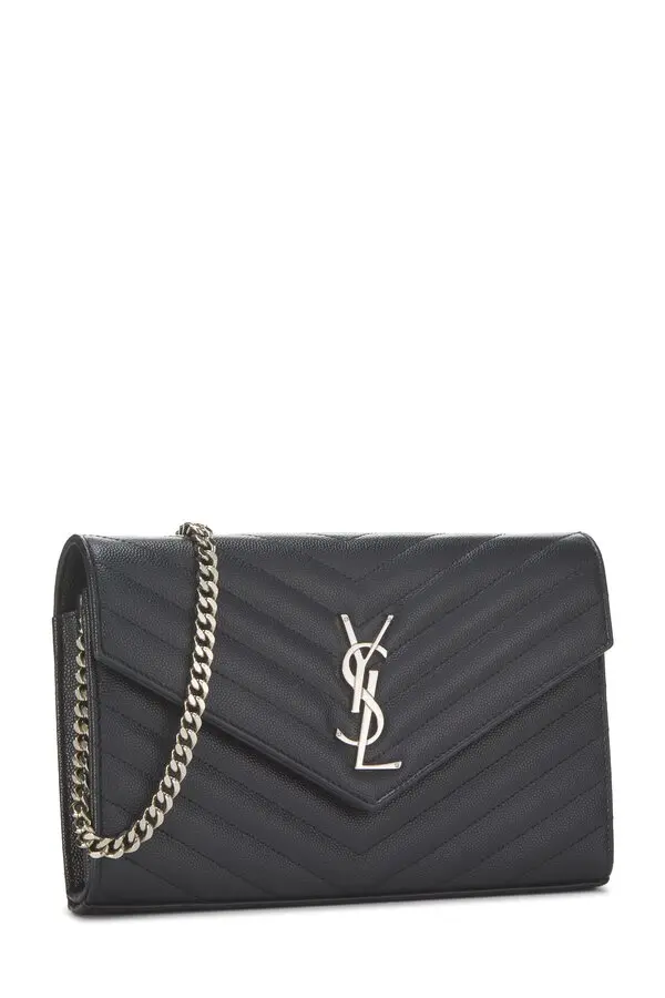 Saint Laurent Grainy Monogram Wallet On Chain