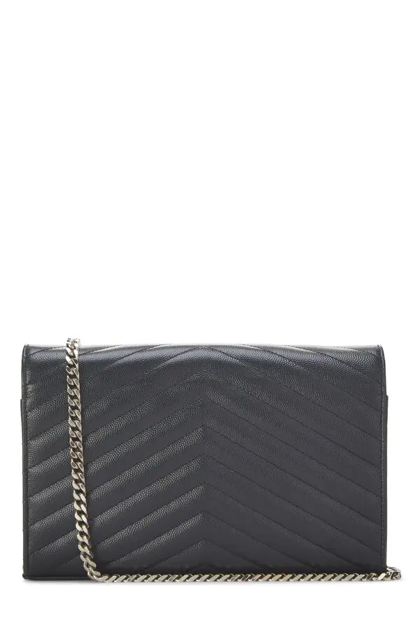 Saint Laurent Grainy Monogram Wallet On Chain