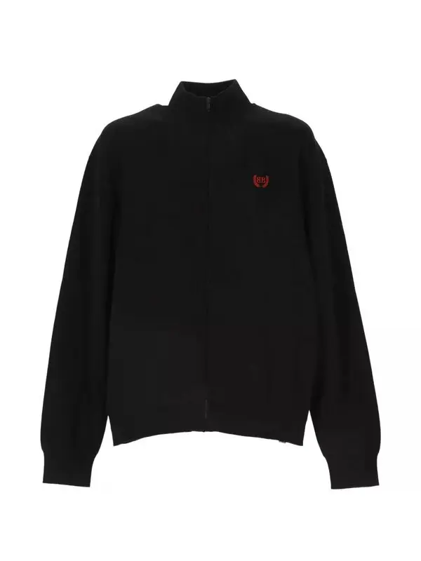 Balenciaga Double Face Cotton Knit Zip Up Sweater