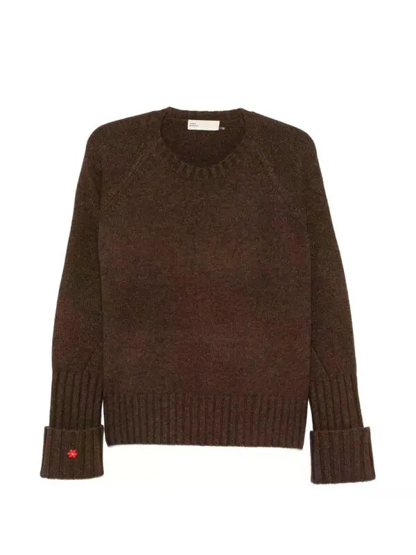 Tory Burch Ribbed-knit Raglan-sleeve Knit With Floral Embroidery
