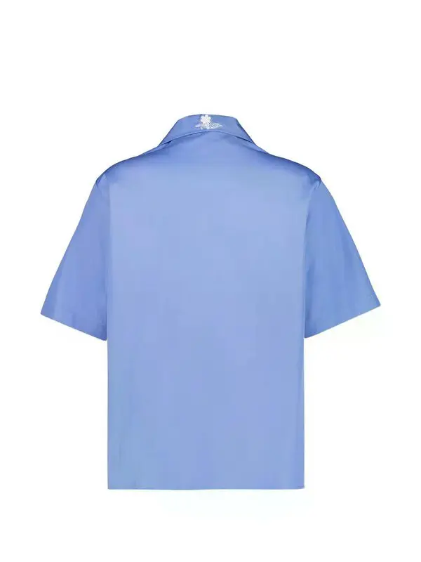 Valentino Garavani Floral-embroidery Short-sleeve Shirt - Blue