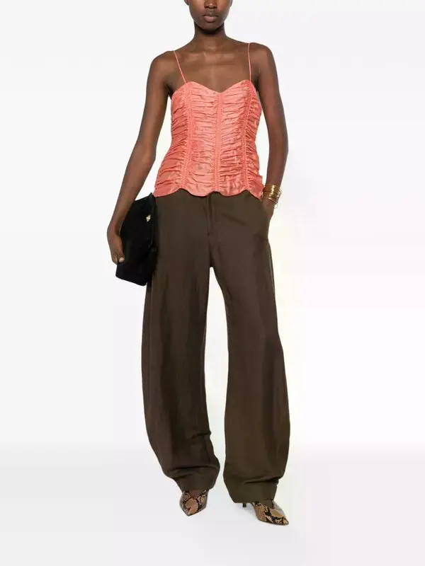 Khaite Inara Ruched Voile Sweetheart Neckline Top