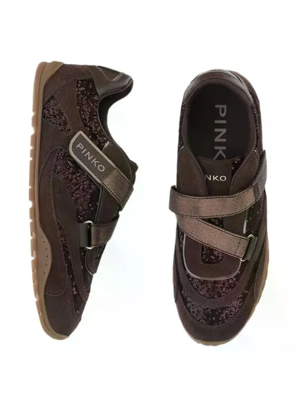 Pinko Sequin-embellished Touch-strap Sneakers
