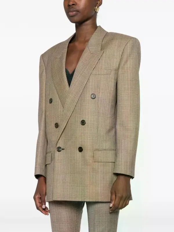 Saint Laurent Check-pattern Double-breasted Blazer