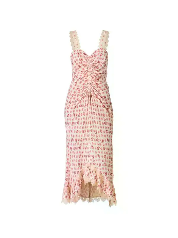 Cinq À Sept Stevie Lace-trim Ruched Maxi Dress In Gardenia - Neutrals