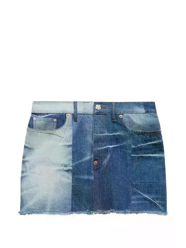 Kenzo Patchwork Raw-edge Denim Skirt
