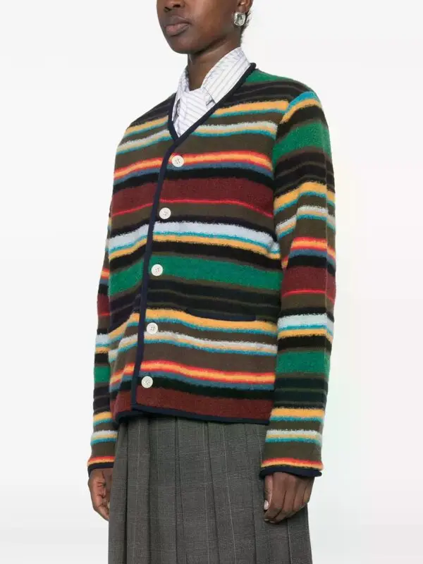 Sacai Striped V-neck Cardigan