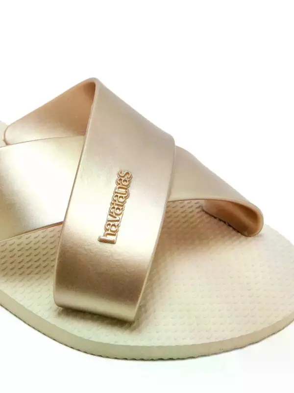 Havaianas Aqua Metallic Cross-strap Slides - Gold
