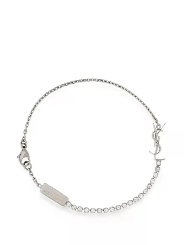 Saint Laurent Cassandre Charm Bracelet In Metal And Rhinestone - Silver