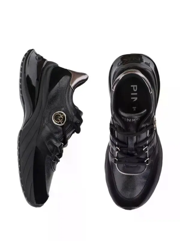 Pinko Ariel Leather Sneakers With Logo Plaque