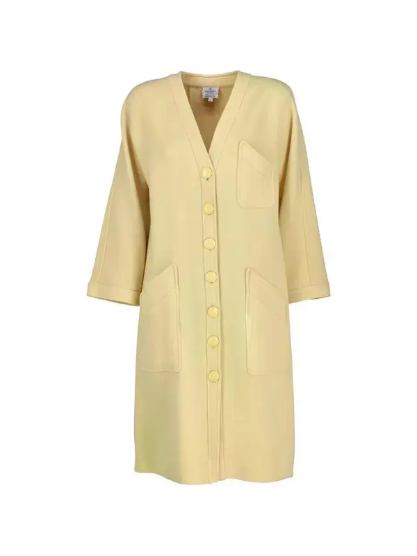 Valentino Garavani V-neck Patch-pockets Coat - Yellow