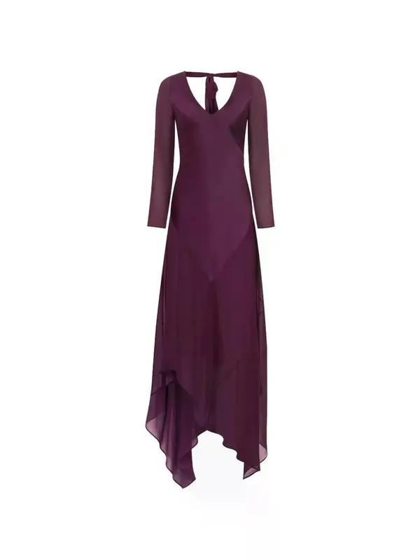 Nina Ricci Bow-detail Long-sleeved Asymmetric Dress - Purple