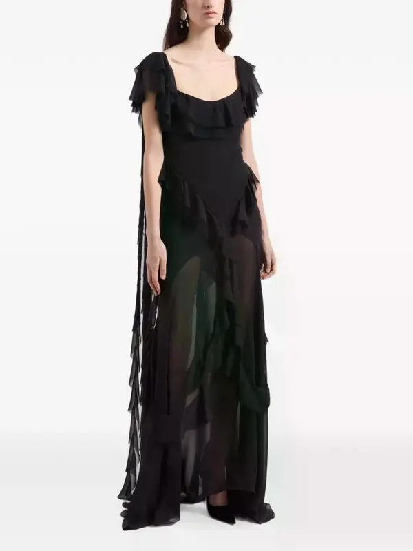 Nina Ricci Ruffled Silk Maxi Dress
