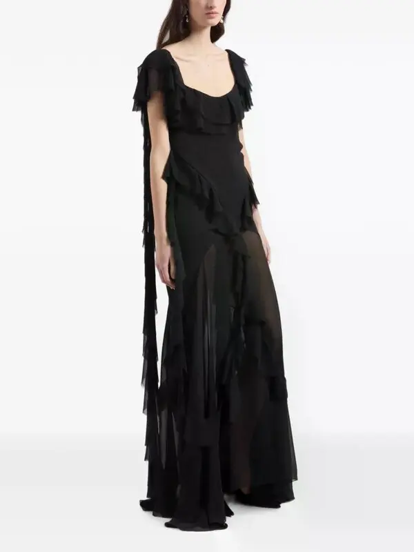 Nina Ricci Ruffled Silk Maxi Dress