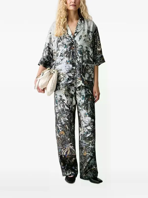 Munthe Abstract-print Silk Short-sleeve Shirt